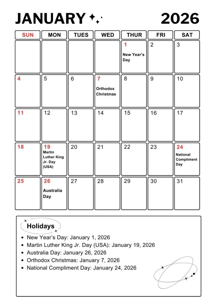 January February 2026 Calendar [Free Printable]