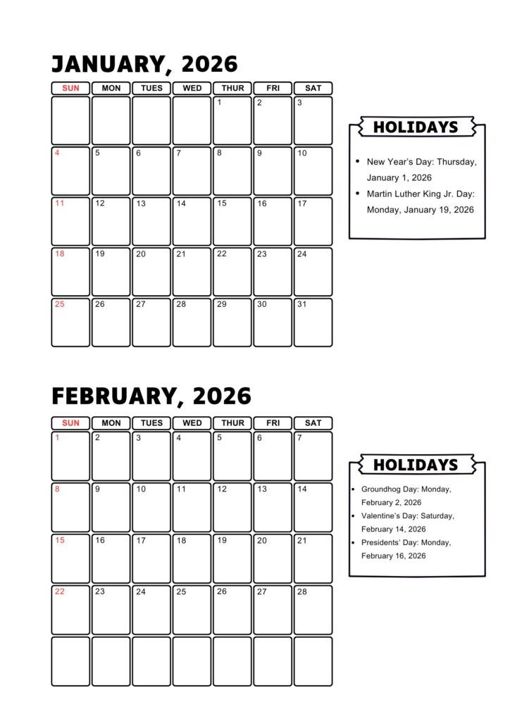 Singapore Calendar with Holidays 2026 [Free Printable]